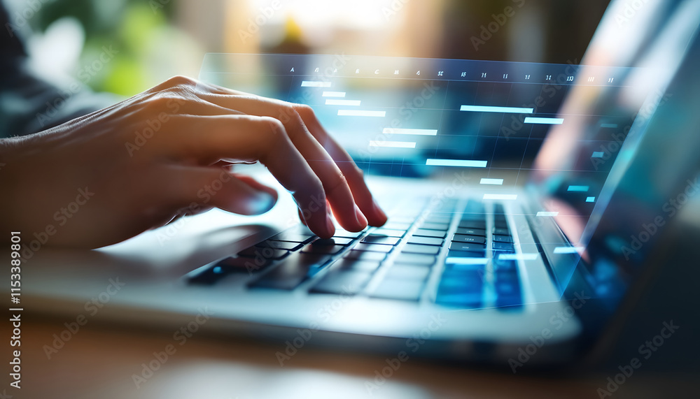 Project Management Gantt Chart on Laptop, Scheduling and Workflow ...