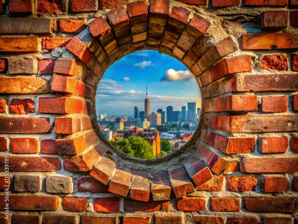 Architectural Detail: Spyglass View Through Circular Hole in Brick Wall ...