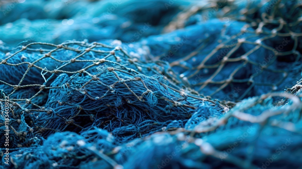 Nylon Fishing Net Texture in Close-Up Background with Blue Tones ...