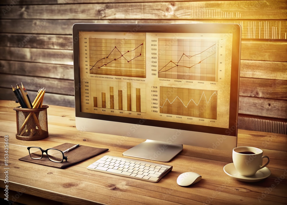 Vintage Admin Panel Analytics Dashboard: Retro Data Visualization on ...