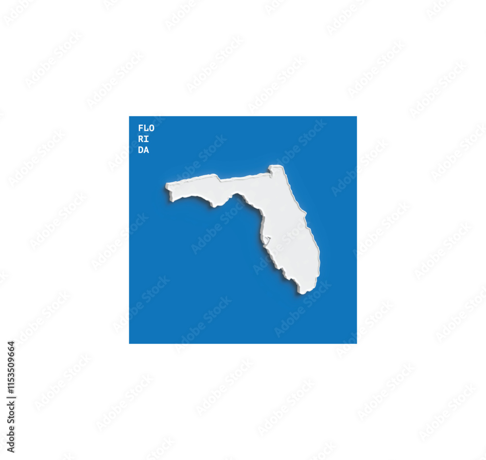 3D Florida map in vector format. Vector illustration map for website ...