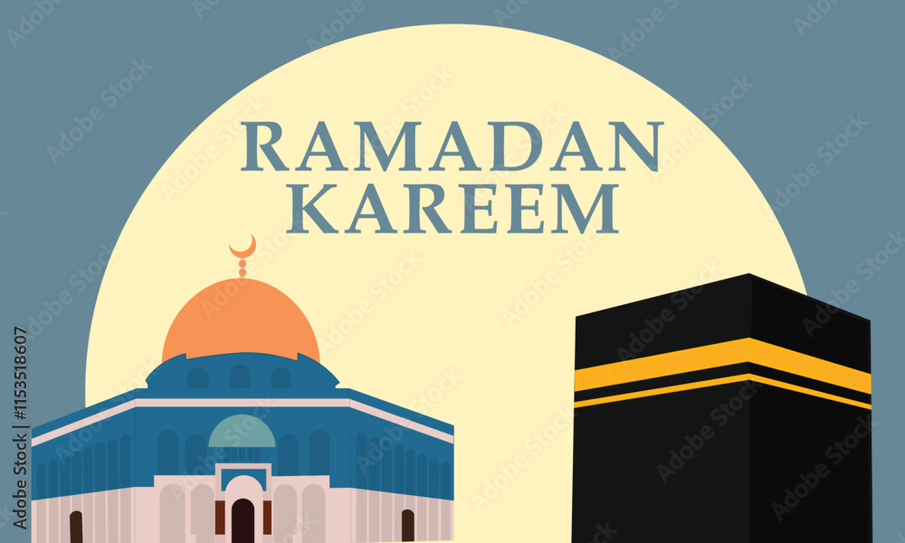 Ramadan Kareem, featuring geometric representations of mosques ...