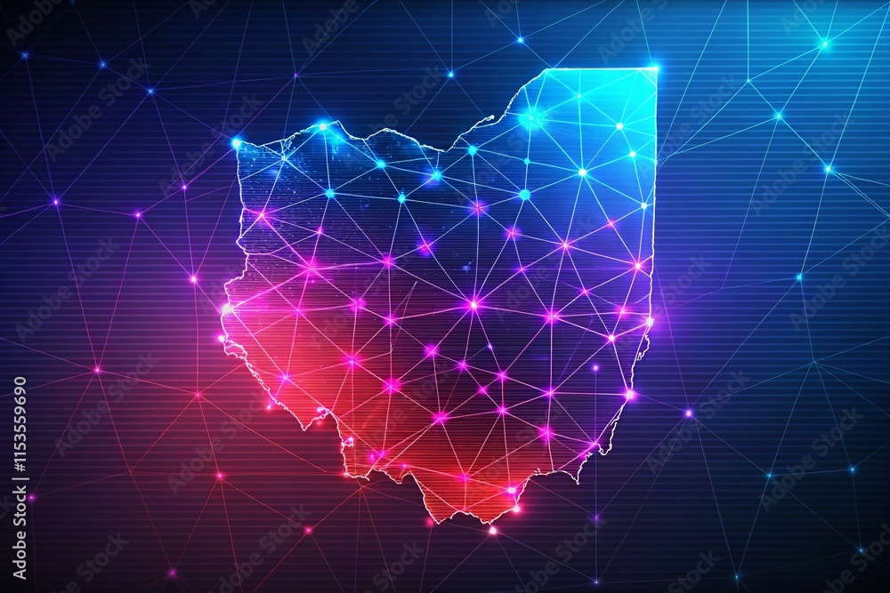 Ohio State Map: Glitching Polygonal Silhouette Animation - 4K Motion ...