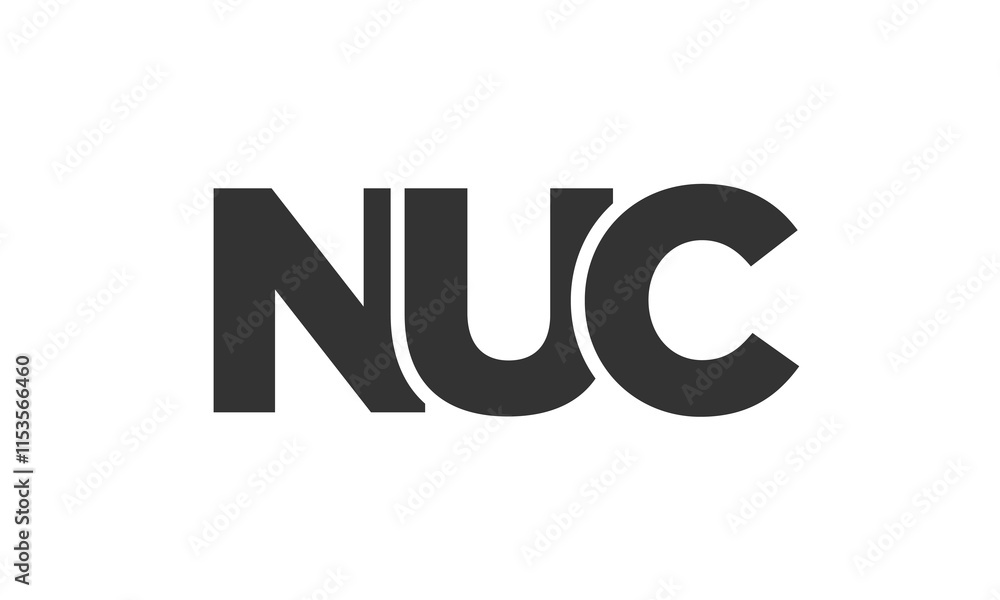 NUC logo design template with strong and modern bold text. Initial ...