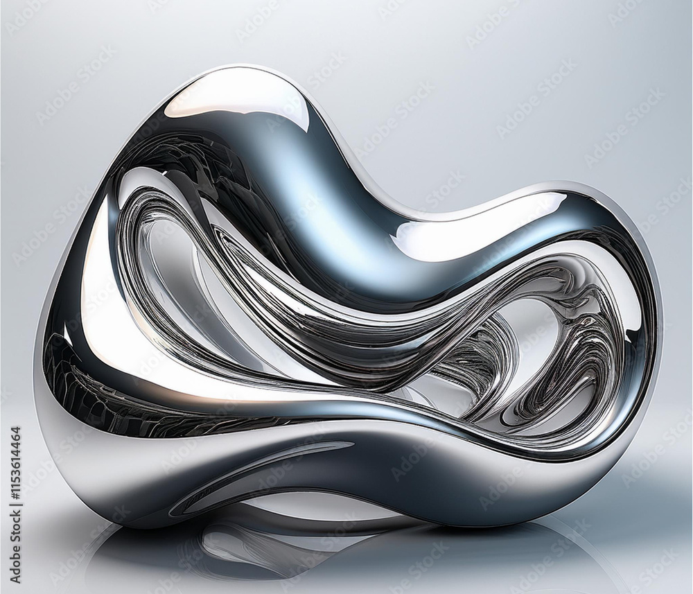 Create a collection of glossy, organic metallic blobs with a highly ...