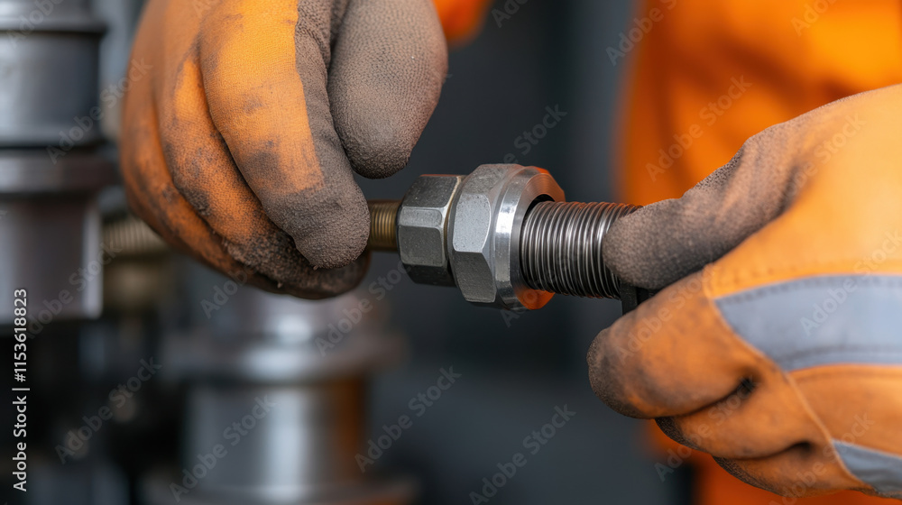 Oil Grease in Industrial Settings, Close-up image of a grease fitting ...