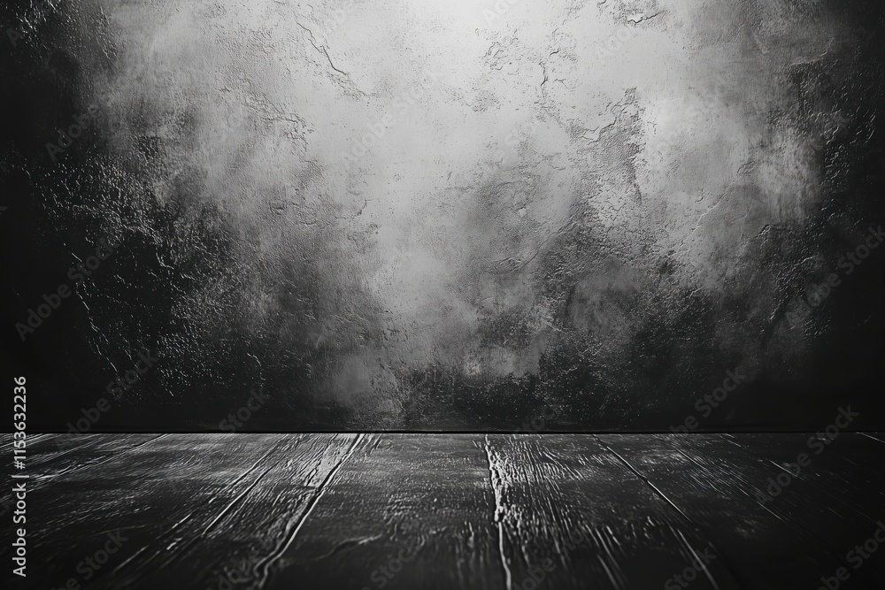 Dark textured wall with wooden floor creating a moody atmosphere for ...
