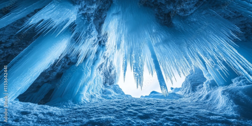 Ice stalactites form and fall after days of intense cold, showcasing ...