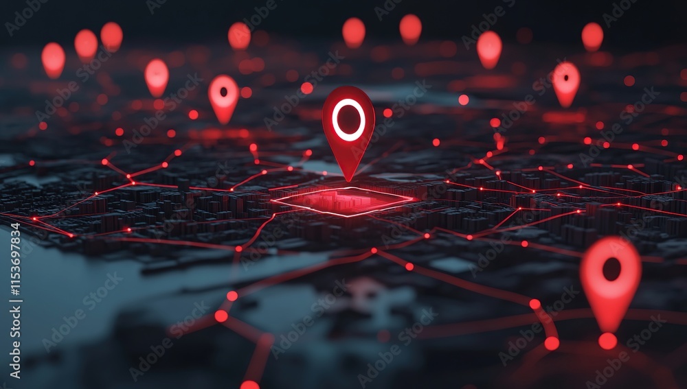 Visualizing Network Connections: A 3D Map Shows Data Points and Routes ... Visualizing Network Connections: A 3D Map Shows Data Points and Routes ...