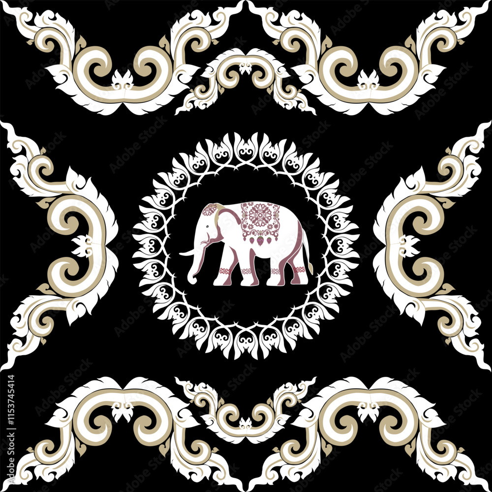 elephants pattern, mandala Beautiful Thailand,thai pattern,seamless ...