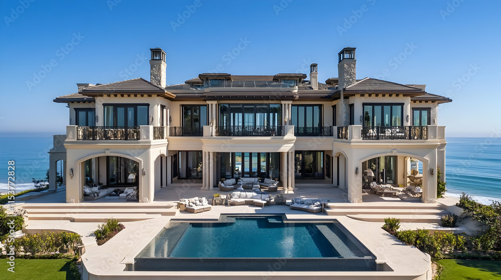 Luxurious beachfront mansion in Malibu California with ocean views and ...