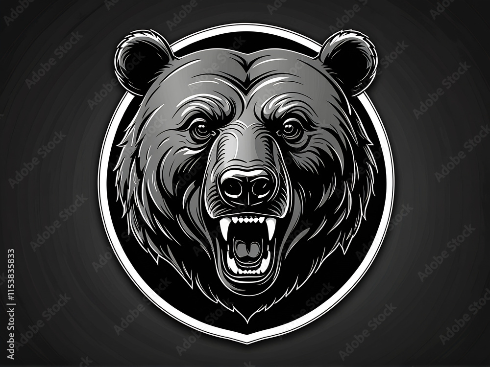 Royal bear emblems vector illustration black and white perfect for ...