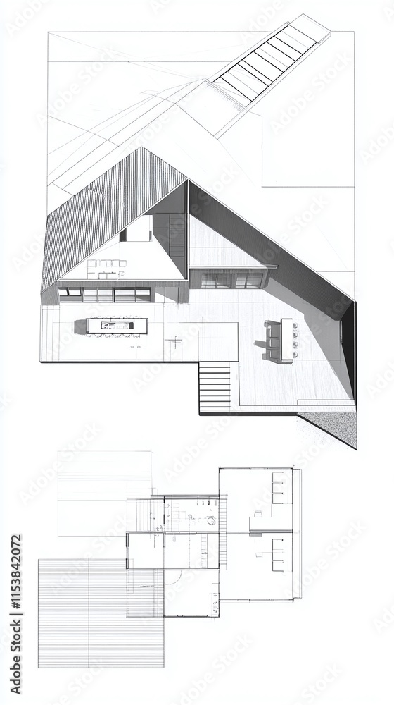 Ilustración de Stock Floor plan of a contemporary home featuring a ...