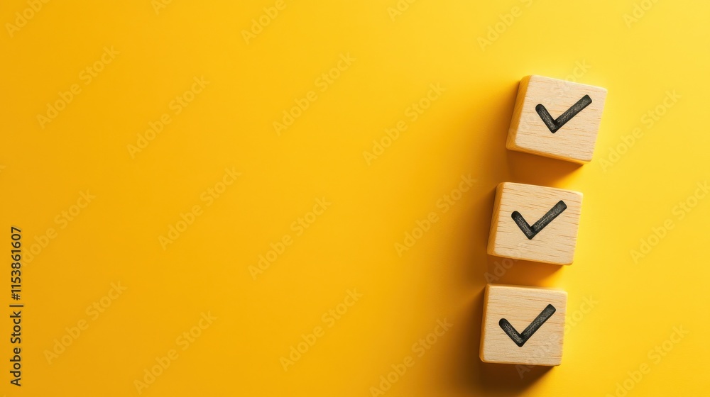 Task completion process with consecutive check mark symbols, stepwise ...