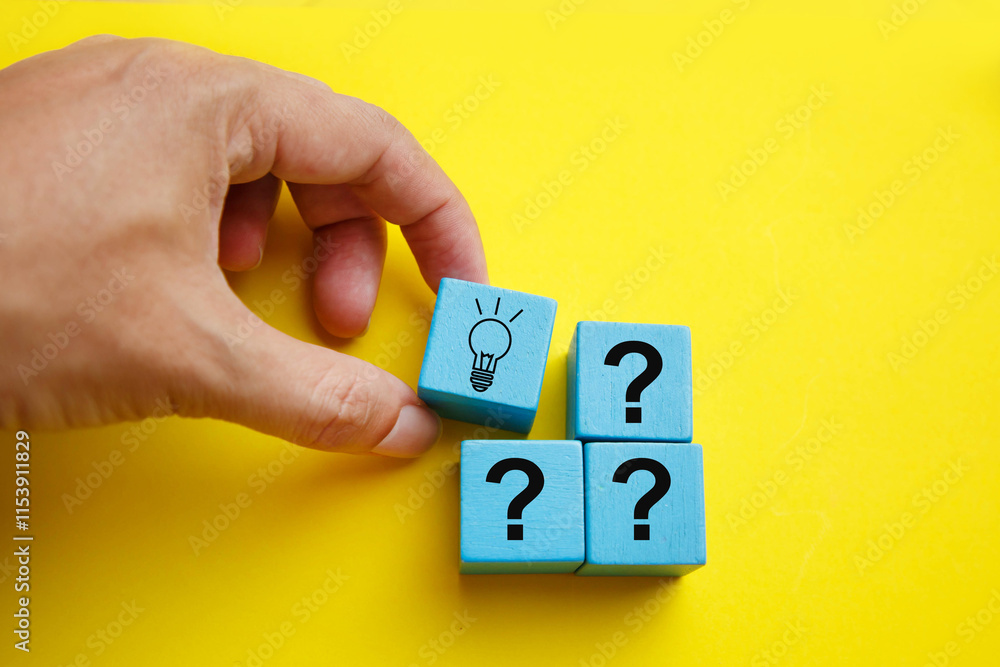 Light bulb and question mark symbol; Problem solving concept Stock ...