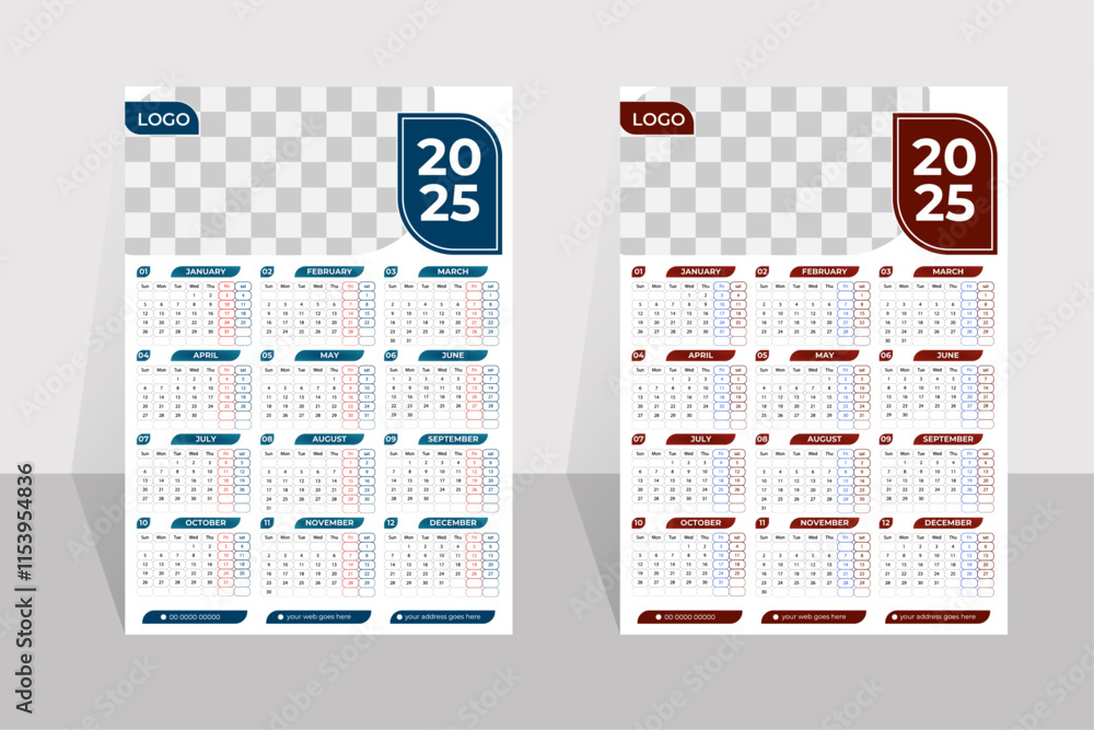 Minimalist & Modern new year calendar design template. Professional and ...