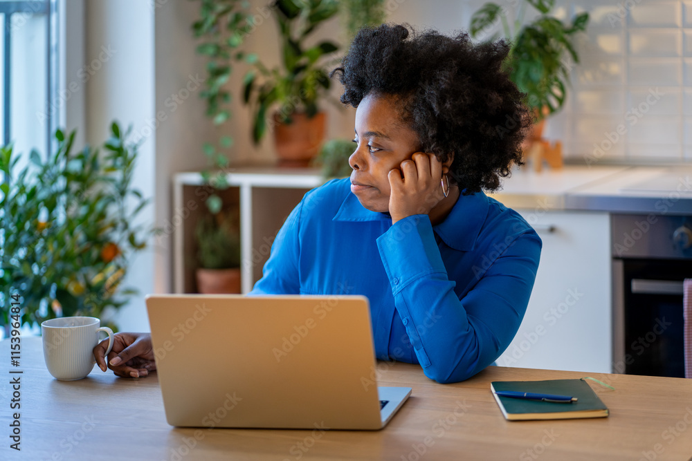 Melancholic African American woman feeling apathy, stress life ...