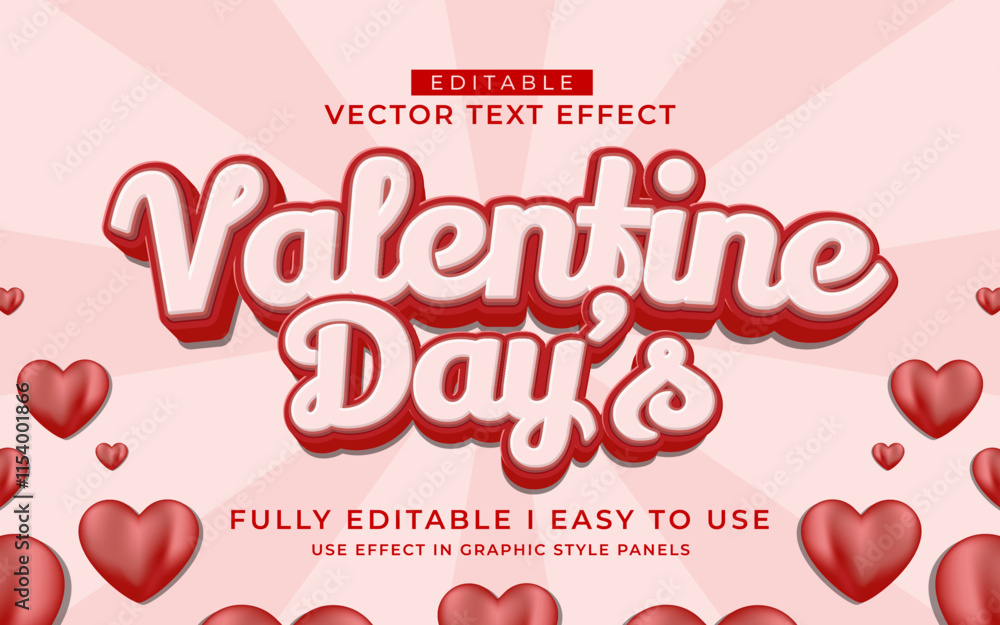 3d editable valentine day text effect typography style Stock Vector ...