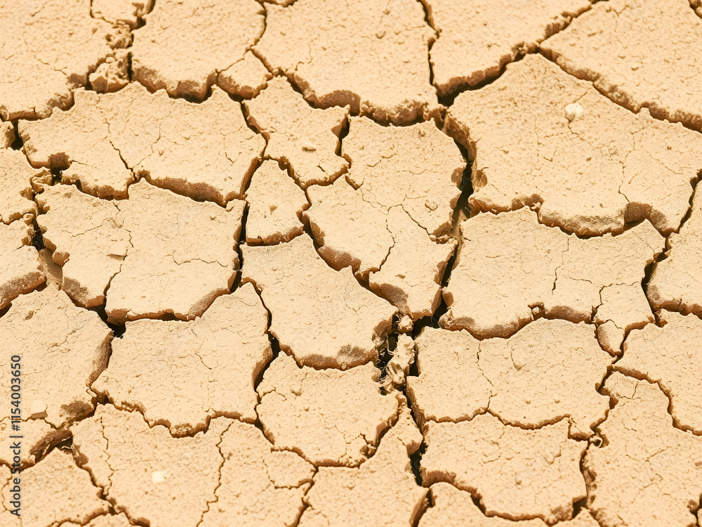 Arid cracked earth textures reveal drought's impact on barren brown land Stock Photo | Adobe Stock