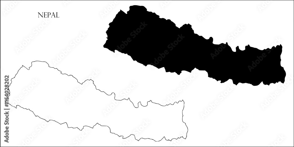 Nepal Blank Map, Nepal Map Outline Vector Images Stock Vector | Adobe Stock