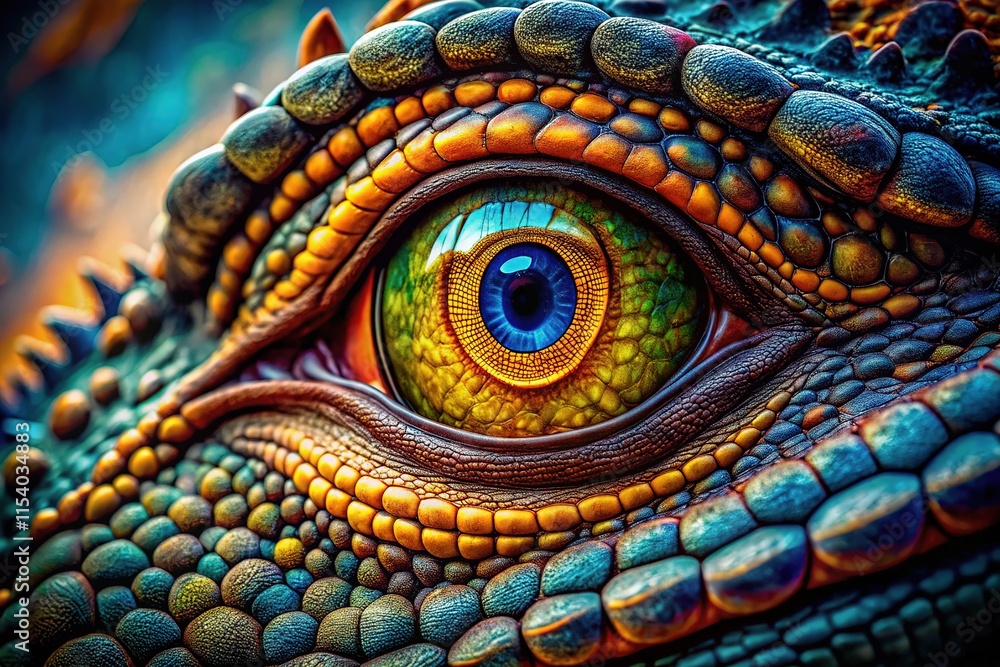 High-resolution T-Rex eye, showcasing fine detail, complete focus ...
