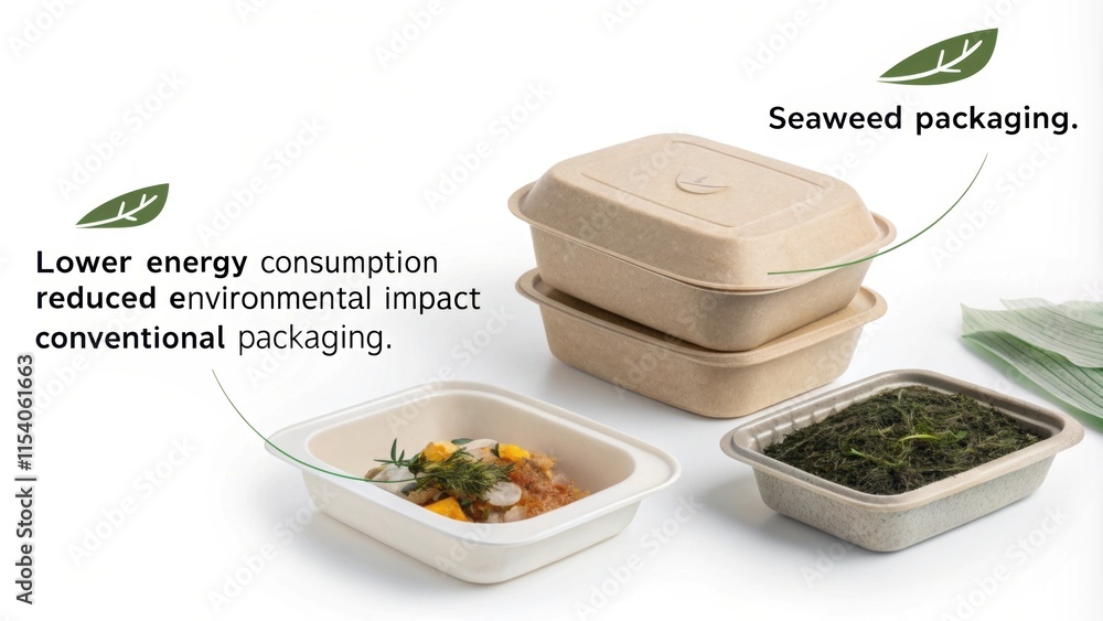 Eco friendly food containers crafted from seaweed and plant based ...