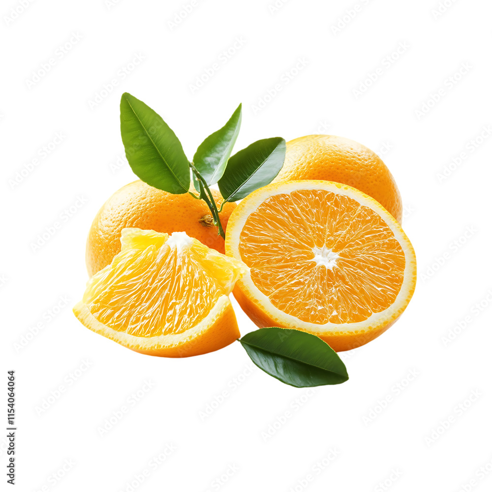 Fresh orange fruit slices isolated on a transparent background, in PNG ...
