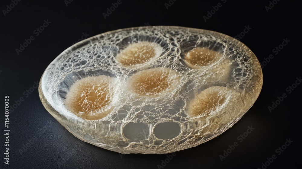 Yeast cell structure showcasing binary fission within a petri dish ...