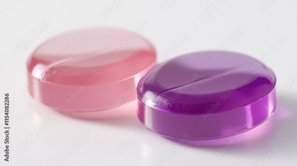 Pink and Purple Bilayer Supplement Tablets for Extended Release and ...