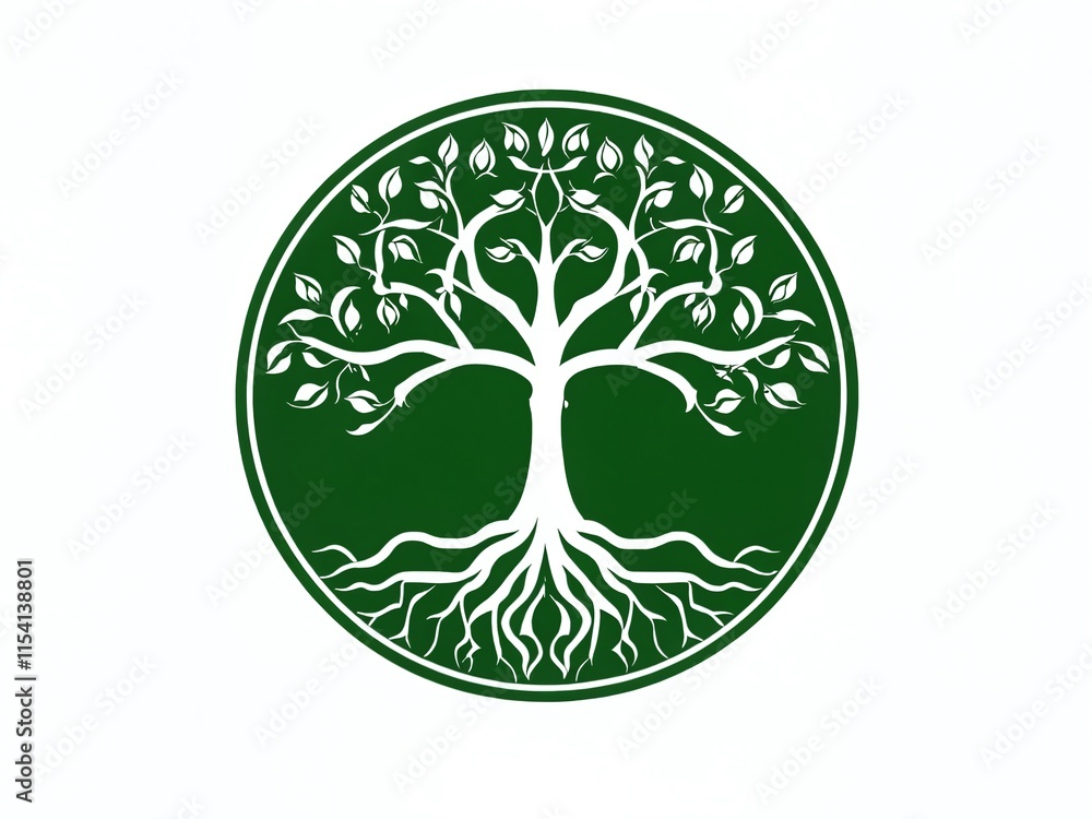 Symbolic representation of life with a green tree design featuring ...