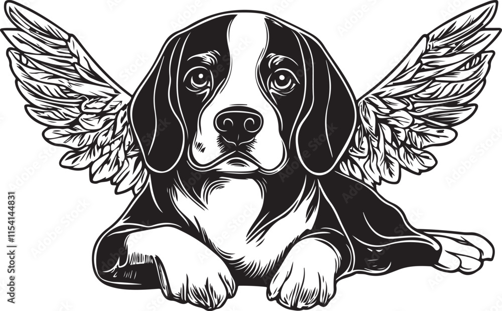 Beagle Dog with Angel Wings Stylized Vector Illustration Graphic Stock ...