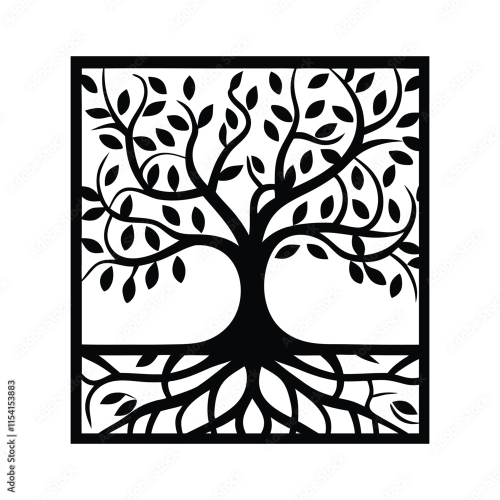 Tree Panel Wall Art Laser Cut Design Tree illustration Vector Stock ...