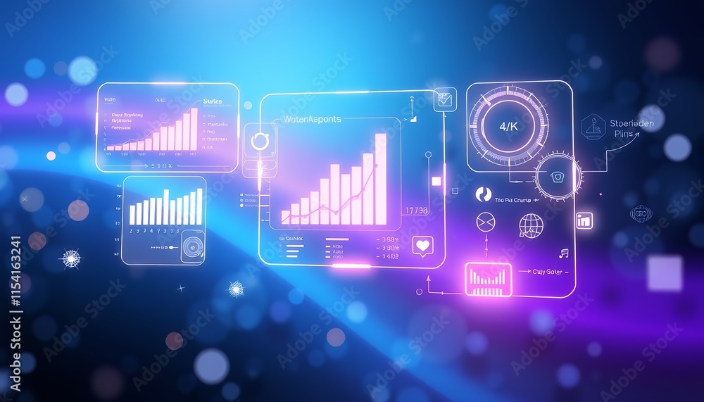 Futuristic Data Visualization: Interactive Digital Dashboard Displaying ...