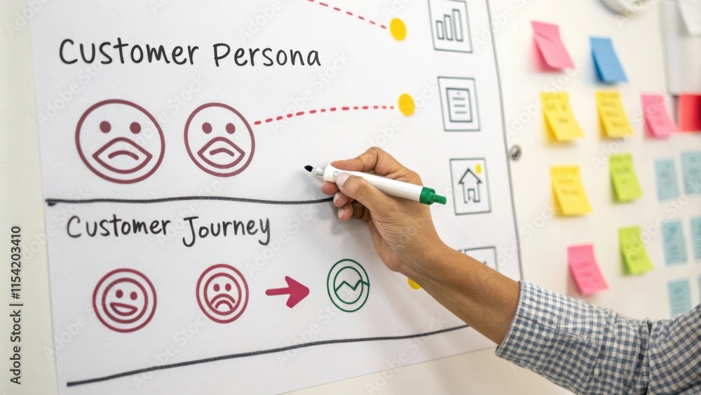 Стоковое фото «Marketing expert drawing customer journey and customer ...