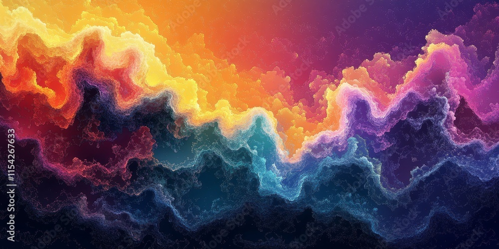 pixel art patterns blending into soft gradient waves. Generative AI ...
