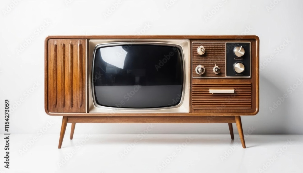Vintage Retro Television Set, Classic Wooden Console TV, Mid Century ...