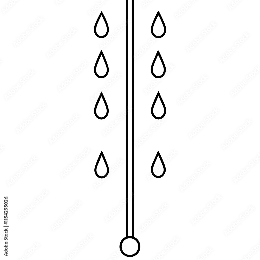Water droplets falling, vertical line, simple diagram, rainfall, shower ...