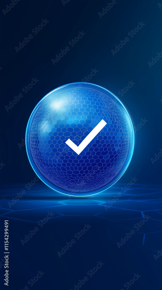 approval accept check security sign tech technology symbol blue color ...