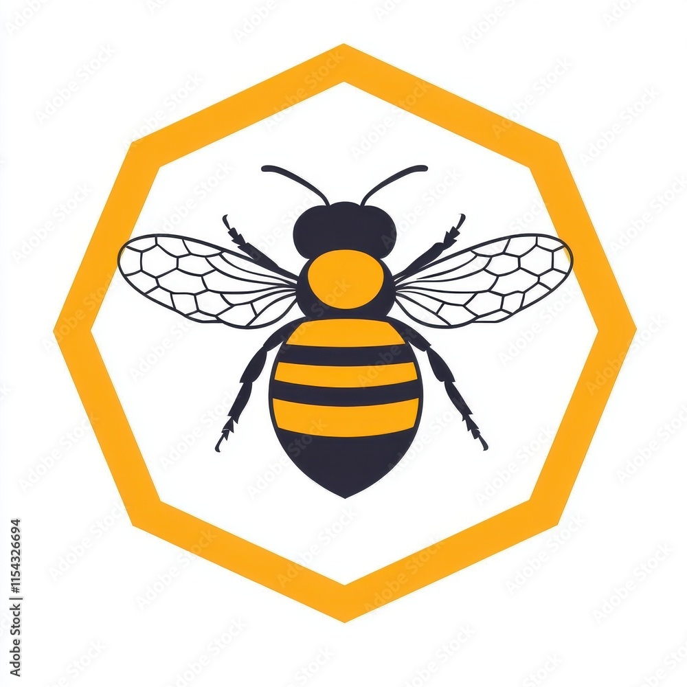 Stylized illustration of a bee with a black and yellow color scheme ...