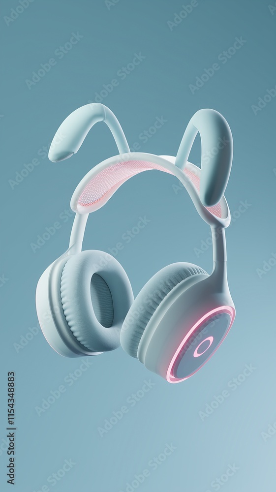 4K Wallpaper - Bunny Ear Headphones, White and Pink, Cute Gaming ...