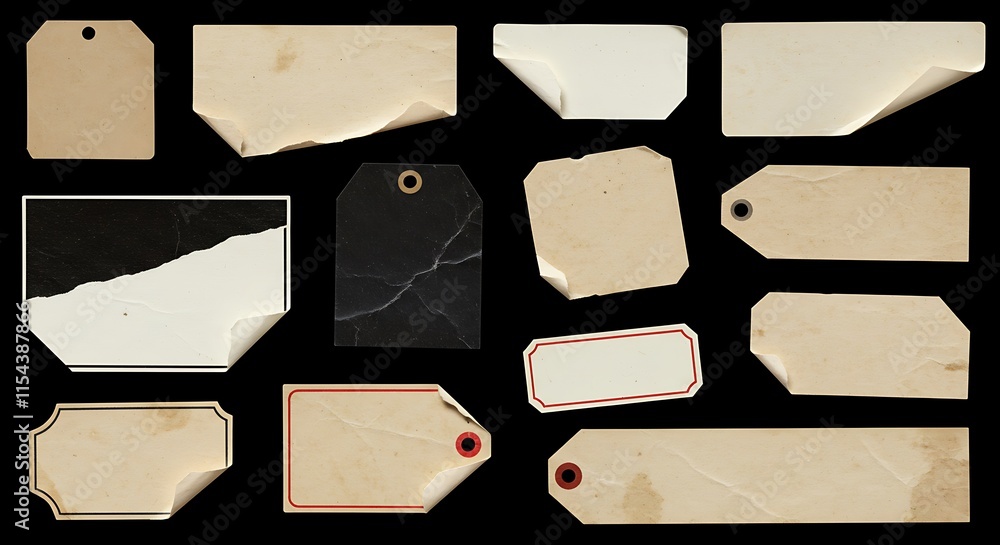 collection of blank old sticker, label, price tag template for mockup ...