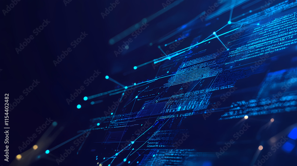 Illustration of code compiling like the matrix background from top down ...