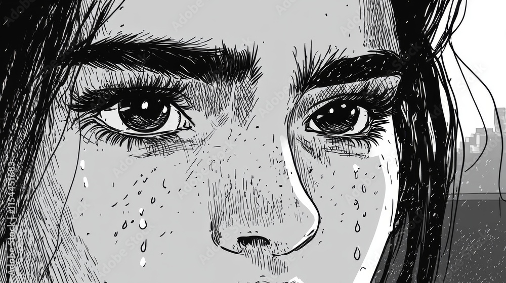 Ilustración de Stock Artistic illustration portraying a close-up of a ...