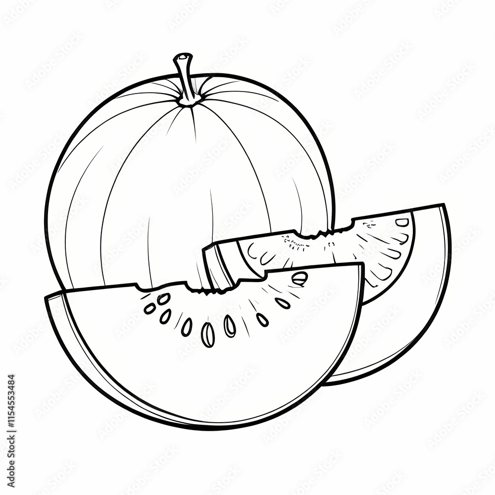 Coloring book (honeydew melon) Stock Illustration | Adobe Stock
