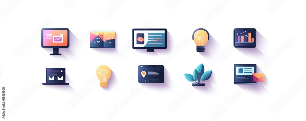 A digital screen showcasing elearning icons, global connectivity ...