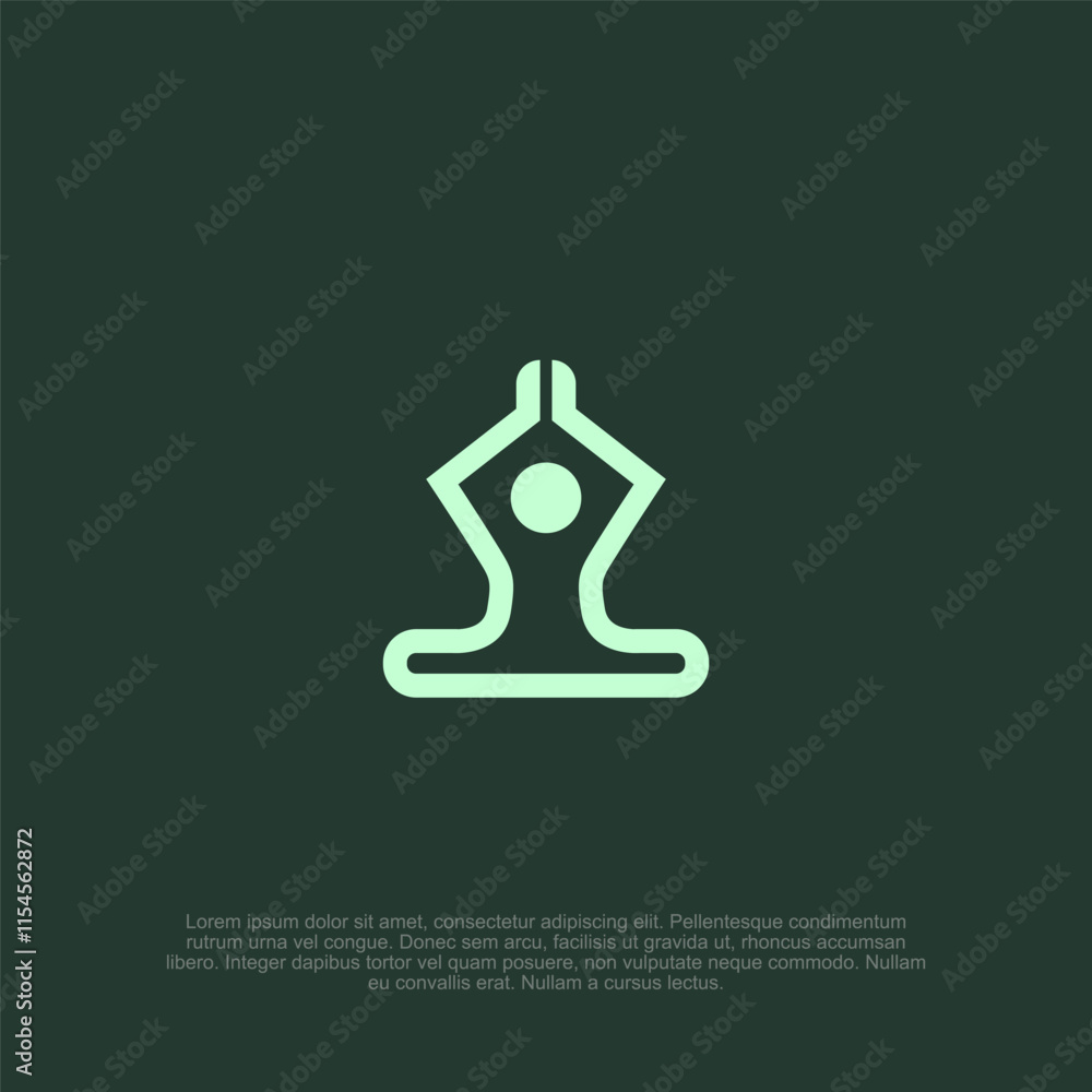 Elegant and calming outline yoga pose logo, symbolizing balance ...