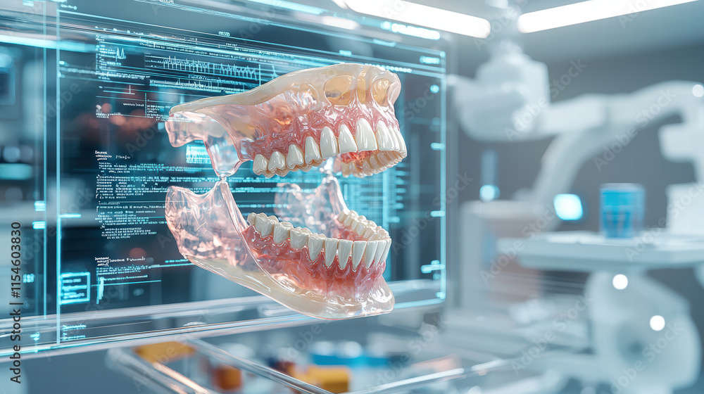 realistic model of human jaw displayed in modern dental lab, showcasing ...