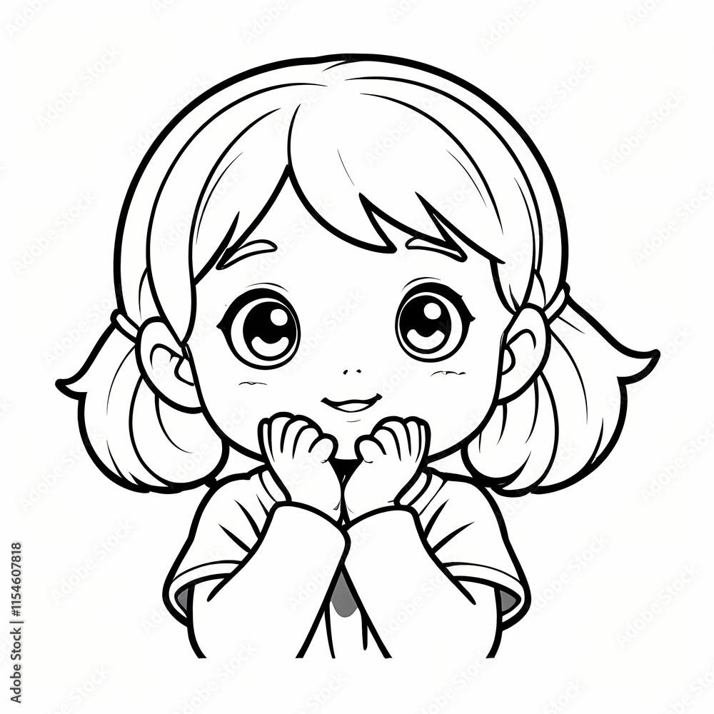 Coloring book. Cute kawaii girl cartoon vector illustration. Kid ...
