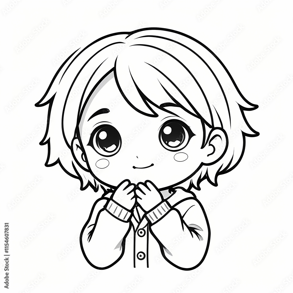 Coloring book. Cute kawaii girl cartoon vector illustration. Kid ...
