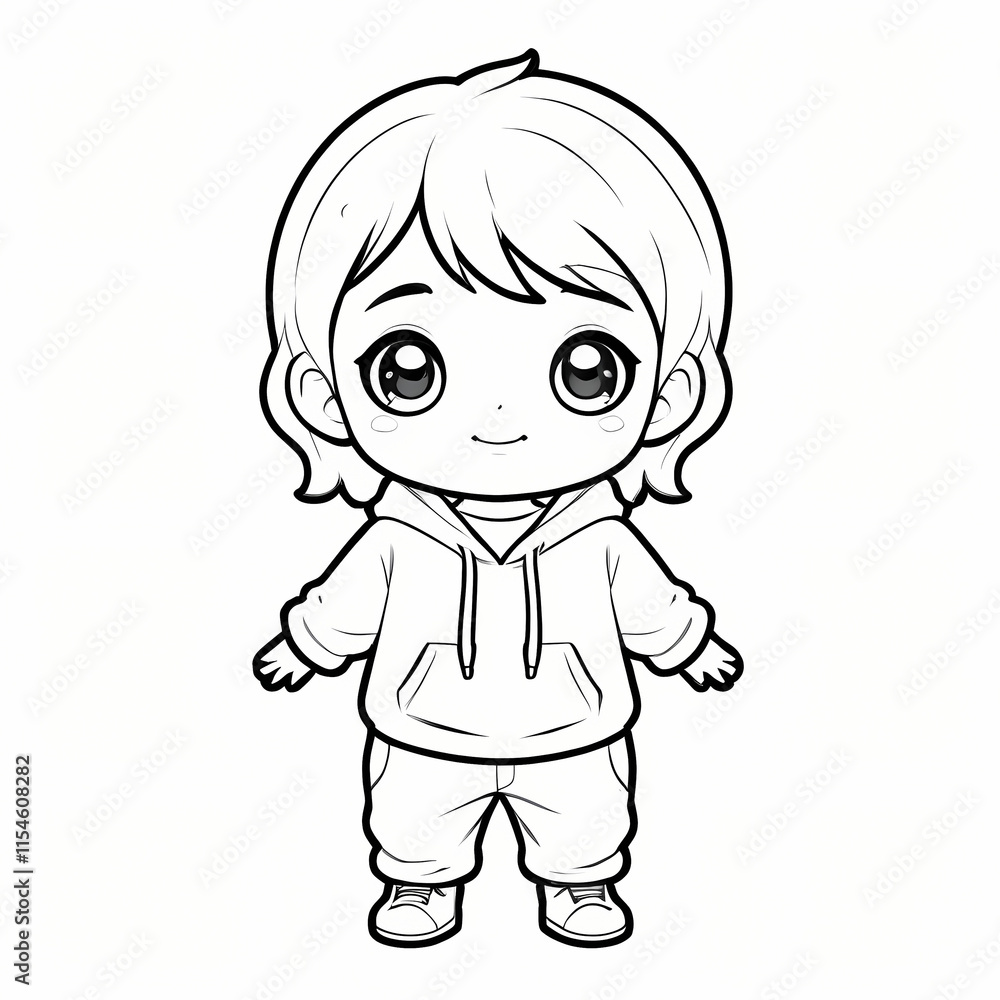 Coloring book. Cute kawaii girl cartoon vector illustration. Kid ...